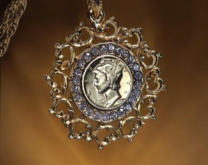 Vintage 1944 Mercury 24 K Gold Dime in 14K Gold Necklace - Etsy