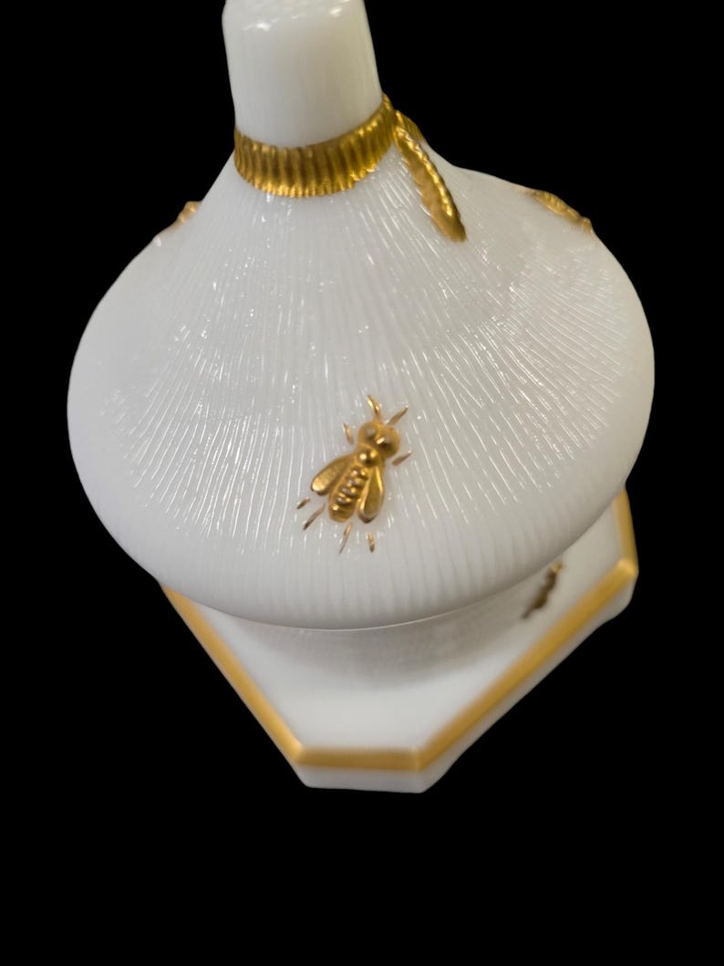 Vintage Imperial Glass Milk Glass & Gold Beehive Bee Hive Honey Pot - Etsy