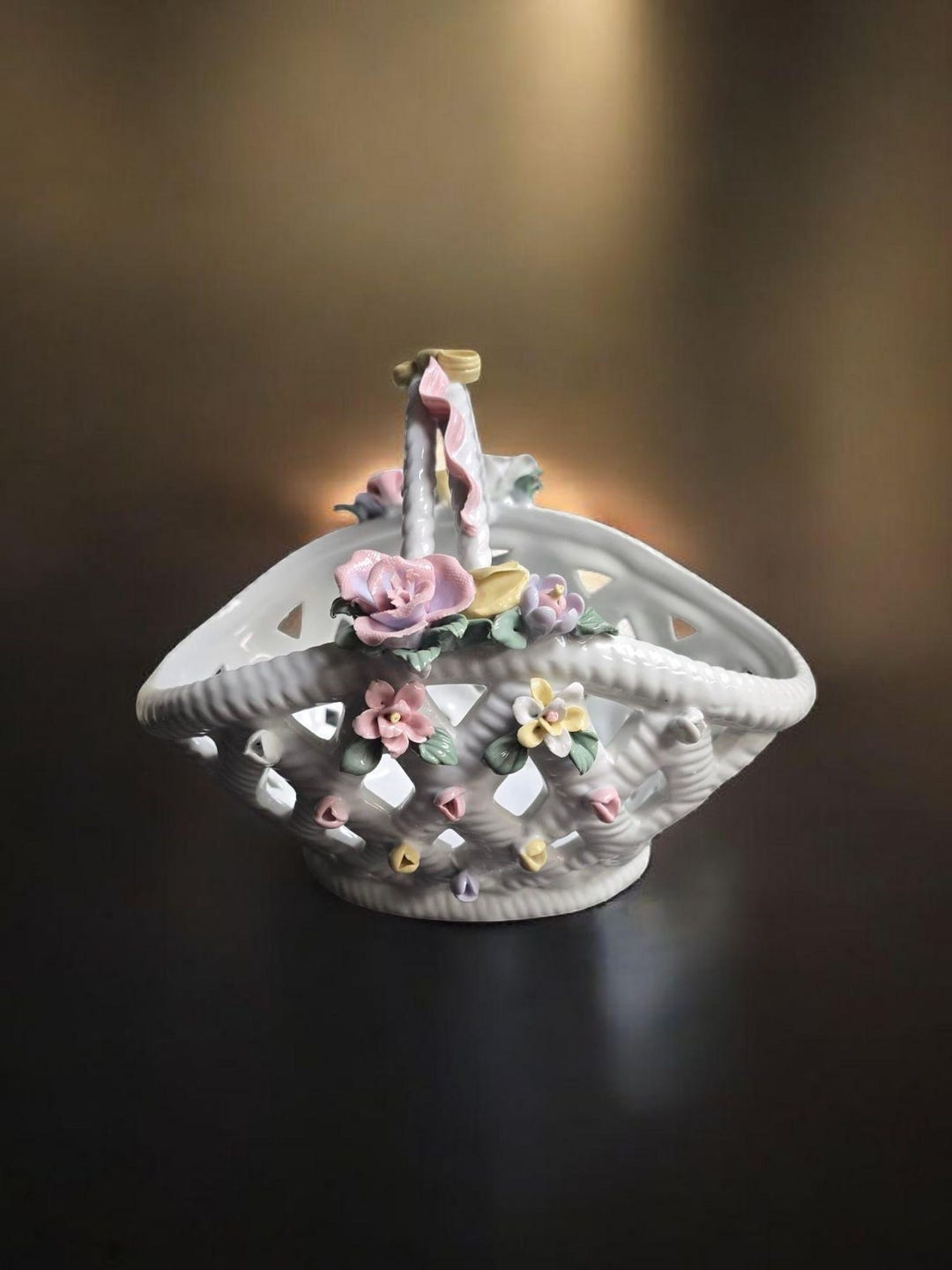 Vintage Porcelain Ceramic Easter Basket With Delicate Flowers - Etsy