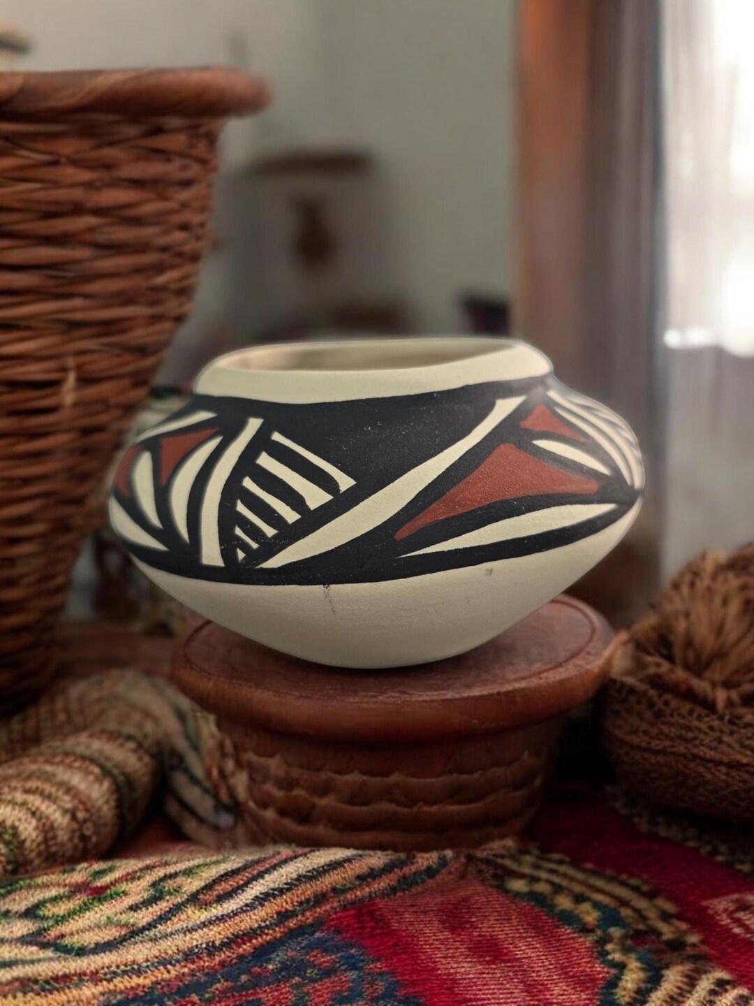 Vintage Native American Hand Painted Pot - Etsy