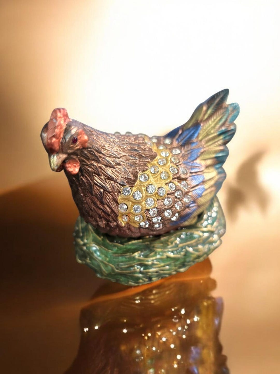 Vintage Rucinni Chicken Trinket Box Jeweled With Swarovski Crystals ...