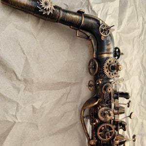 Mixed Media Saxophone Gifts, Abstract Industrial Art, Steampunk Decor ...