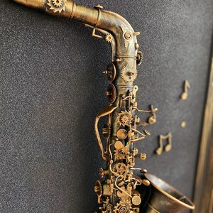 Mixed Media Saxophone Gifts, Abstract Industrial Art, Steampunk Decor ...
