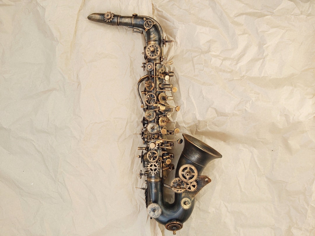Mixed Media Saxophone Gifts, Abstract Industrial Art, Steampunk Decor ...