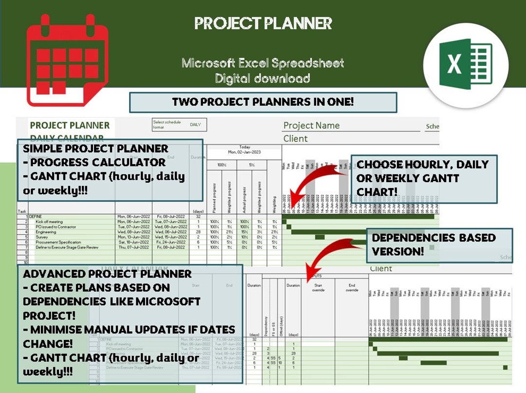 Gantt Chart Automated Project Timeline Task Tracker Excel Template - Etsy