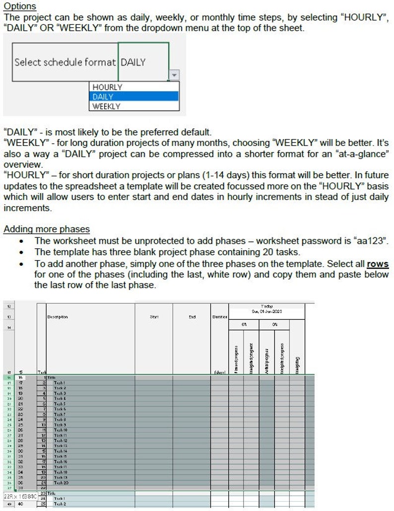 Gantt Chart Automated Project Timeline Task Tracker Excel Template Etsy