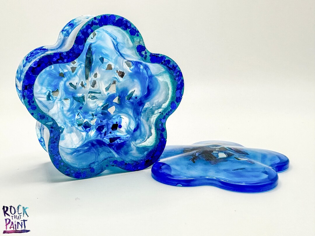 Resin Blue/white Abstract Flower Box - Etsy
