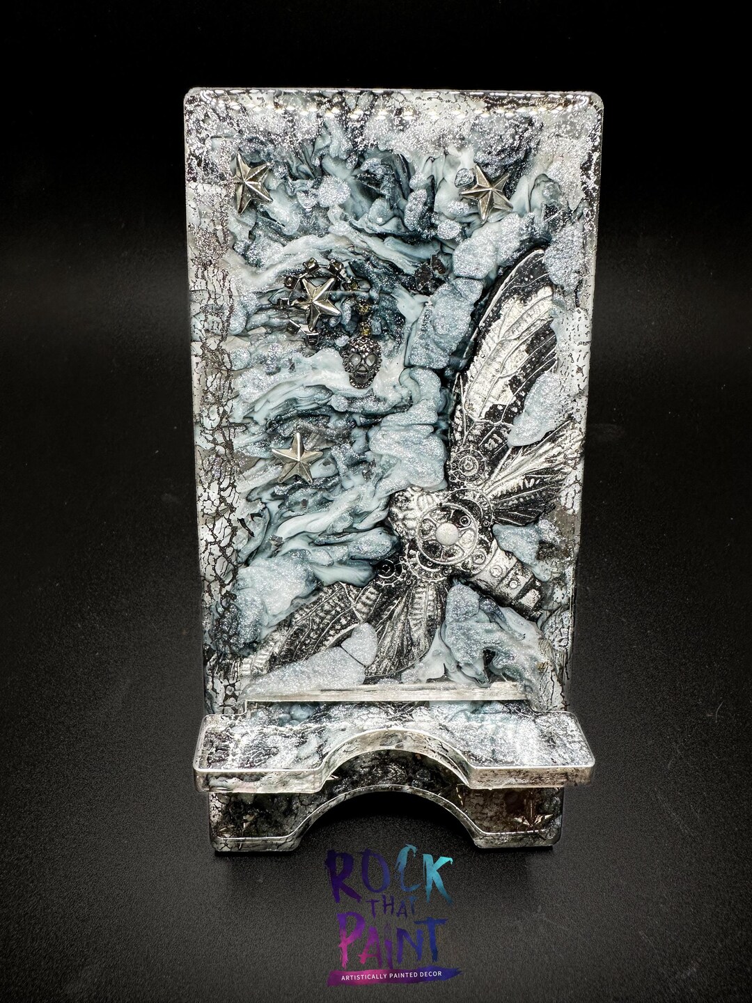 Black and Silver Gothic Mechanical Dragonfly/lotus Resin Cell Phone ...
