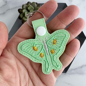 Luna Moth Embroidered Snap Tab Keychain, Key Fob or Bag Charm - Etsy