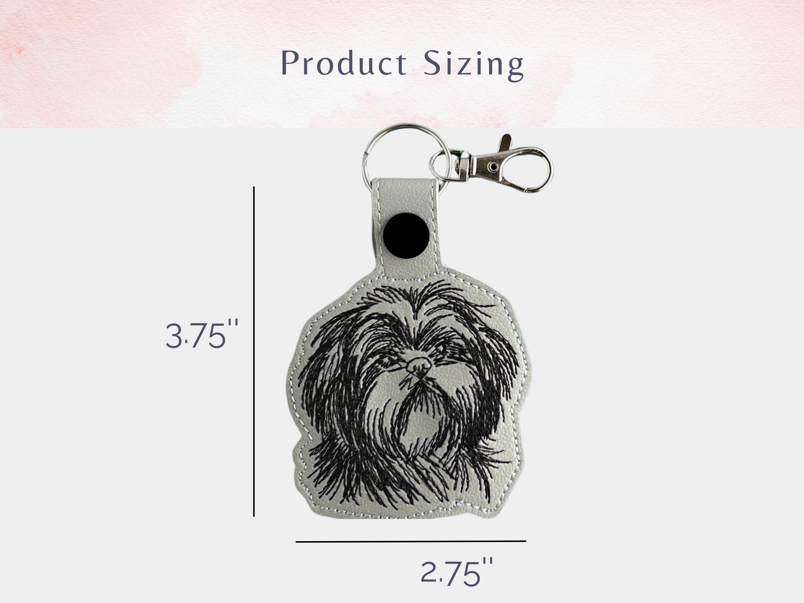 Shih Tzu Sketch Portrait Keychain: Embroidered Key Fob or Bag Charm ...