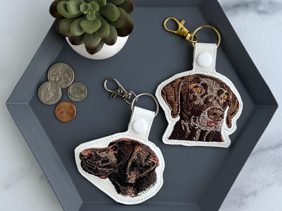 Realistic German Shorthaired Pointer GSP Embroidered Faux Leather Snap ...