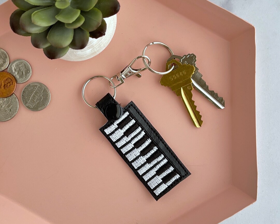 Piano Keyboard Keychain - Embroidered Key Fob - Great Handmade Gift for ...