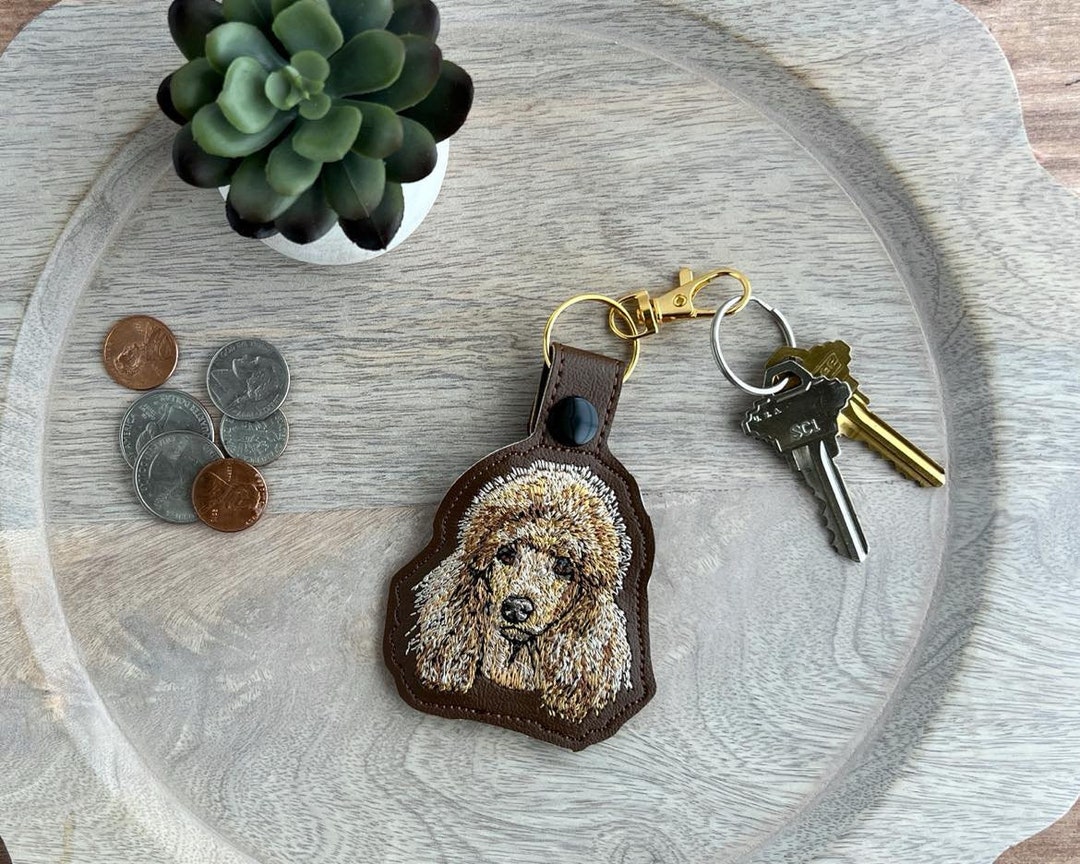 Realistic Apricot Standard Poodle Keychain, Embroidered Key Fob or Bag ...