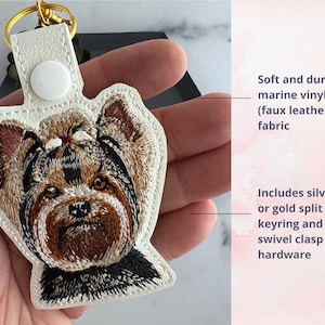 Realistic Yorkshire Terrier Keychain: Embroidered Yorkie Key Fob or Bag ...