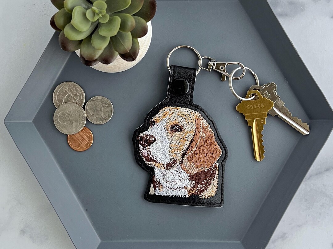 Realistic Beagle Embroidered Keychain - Handmade Gift for Dog Lover ...