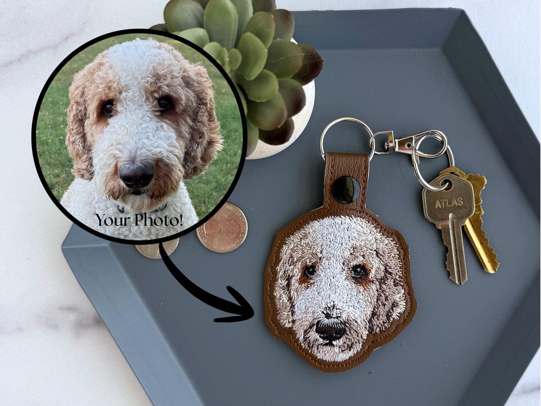 Custom Embroidered Dog Keychain | Turn Your Pet Photo Into a ...