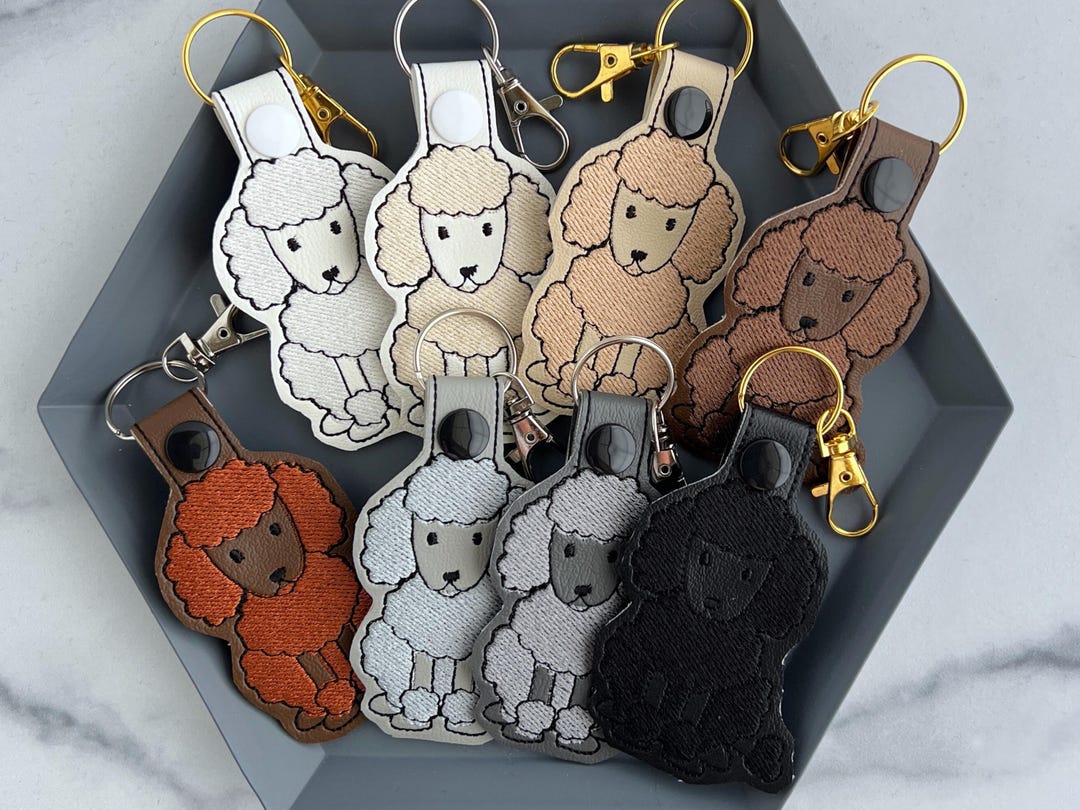 Embroidered Poodle Keychain: Bag Charm or Key Fob for Dog Lover - Etsy