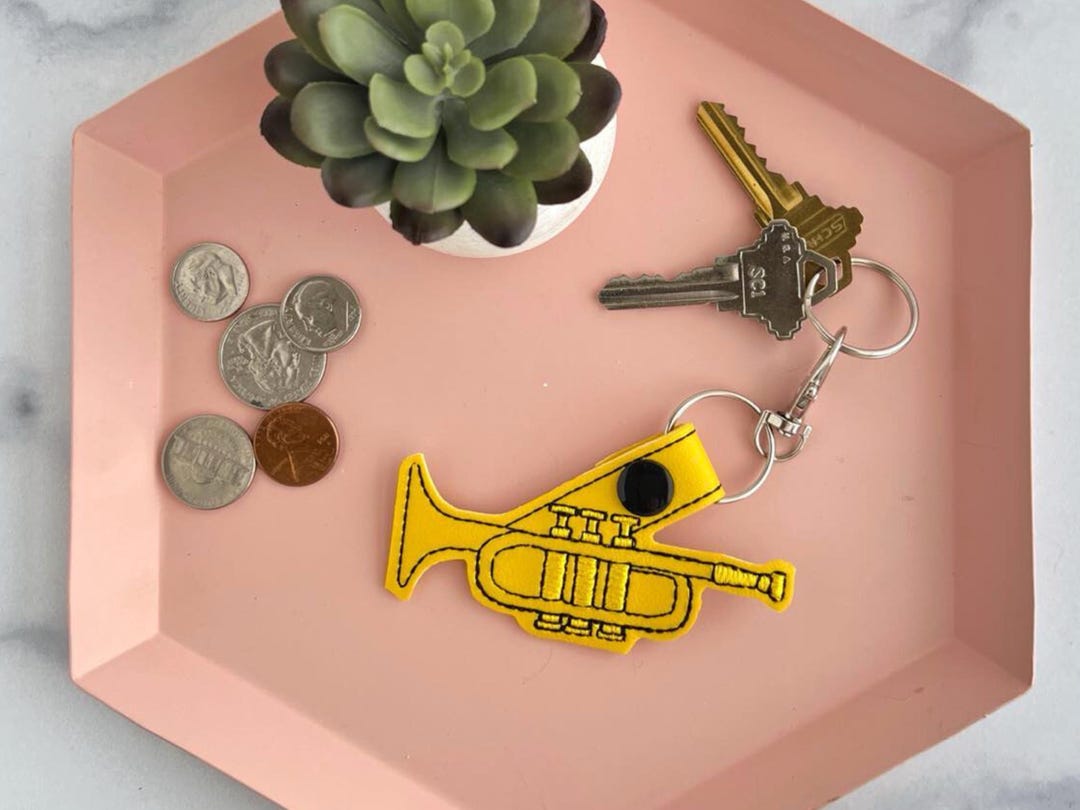 Embroidered Trumpet Keychain, Key Fob or Bag Charm | Great Gift for ...