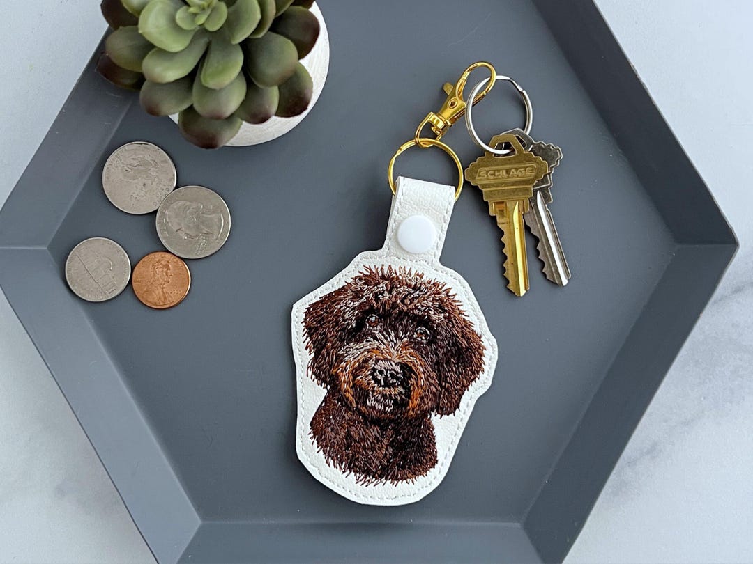 Realistic Goldendoodle Labradoodle Keychain: Embroidered Doodle Dog Key ...