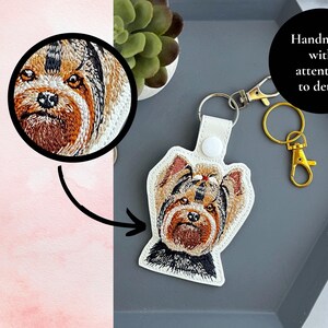 Realistic Yorkshire Terrier Keychain: Embroidered Yorkie Key Fob or Bag ...
