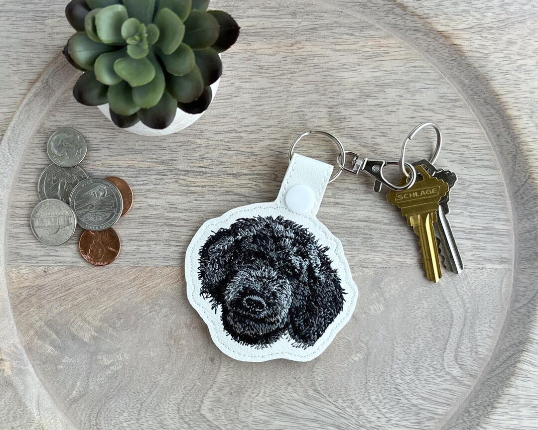 Realistic Black Poodle Keychain, Embroidered Key Fob or Bag Charm ...
