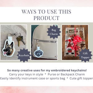 Realistic Pug Keychain: Embroidered Faux Leather Key Fob or Bag Charm ...