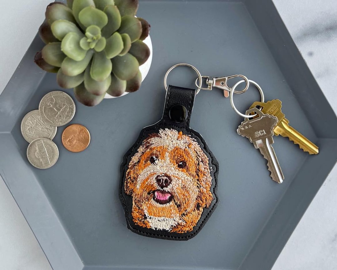 Realistic Doodle Dog Keychain: Embroidered Labradoodle or Goldendoodle ...