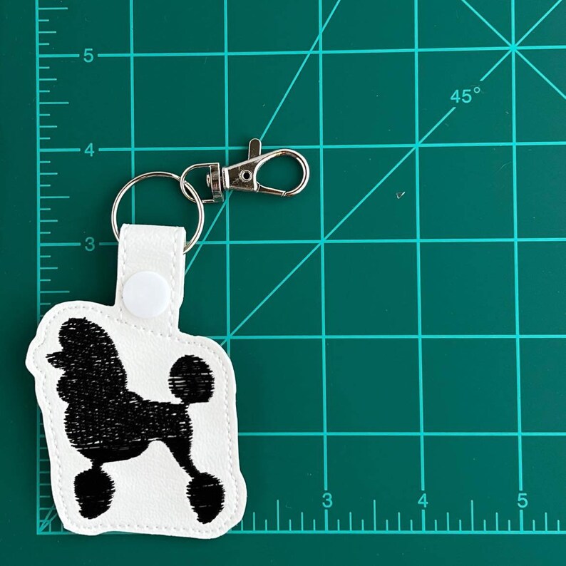 Poodle Silhouette Keychain, Embroidered Key Fob or Bag Charm - Great ...