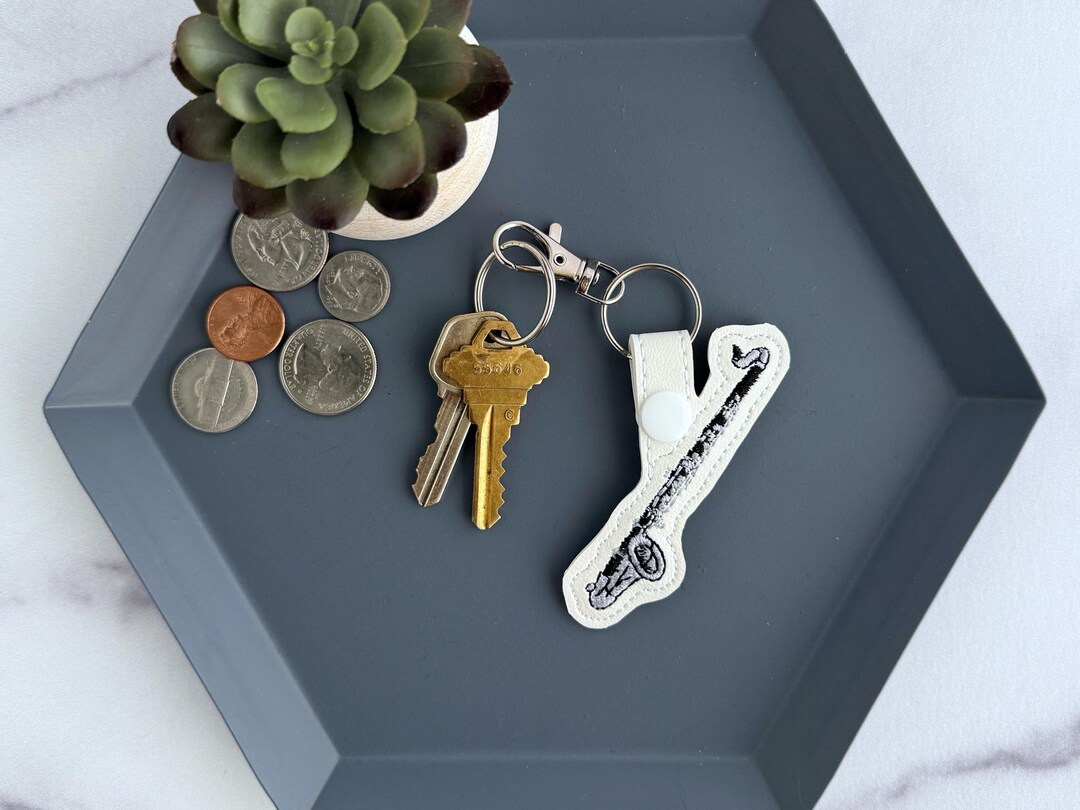 Embroidered Bass Clarinet Keychain - Handmade Key Fob or Bag Charm ...
