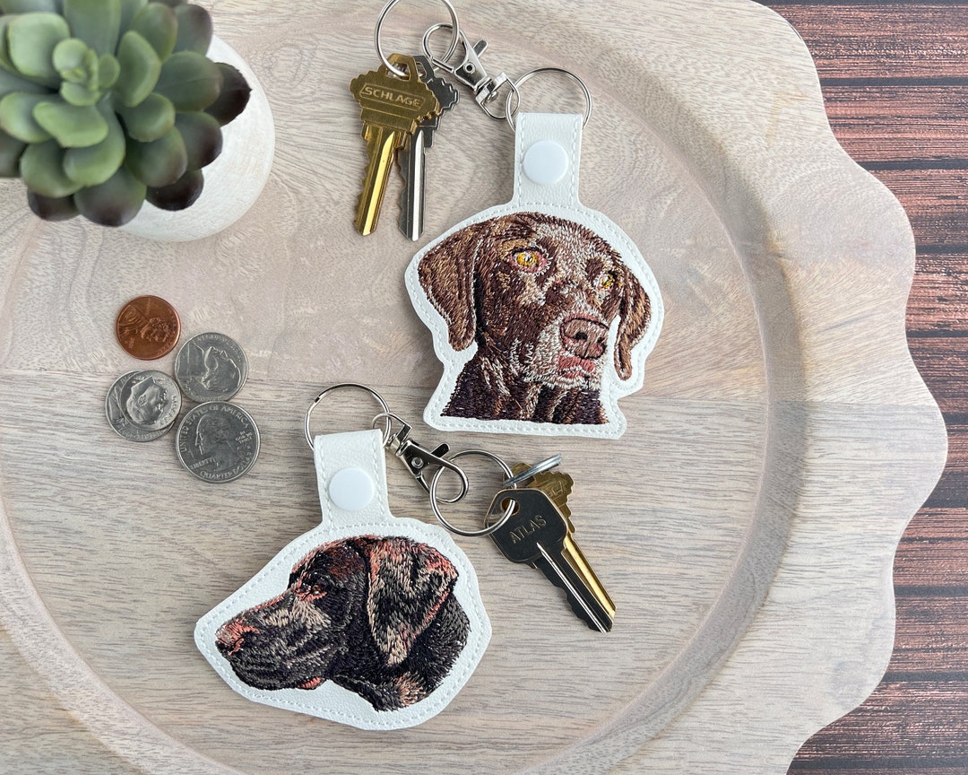 Realistic German Shorthaired Pointer GSP Embroidered Faux Leather Snap ...