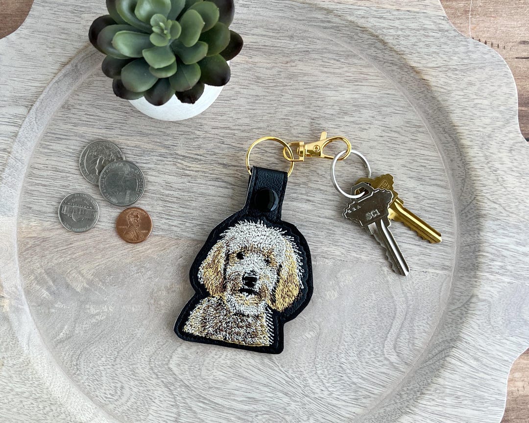 Realistic Goldendoodle Labradoodle Keychain: Embroidered Doodle Dog Key ...