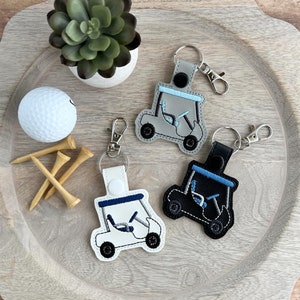 Custom Golf Cart Keychain, Embroidered Key Fob or Bag Charm, Great Gift ...