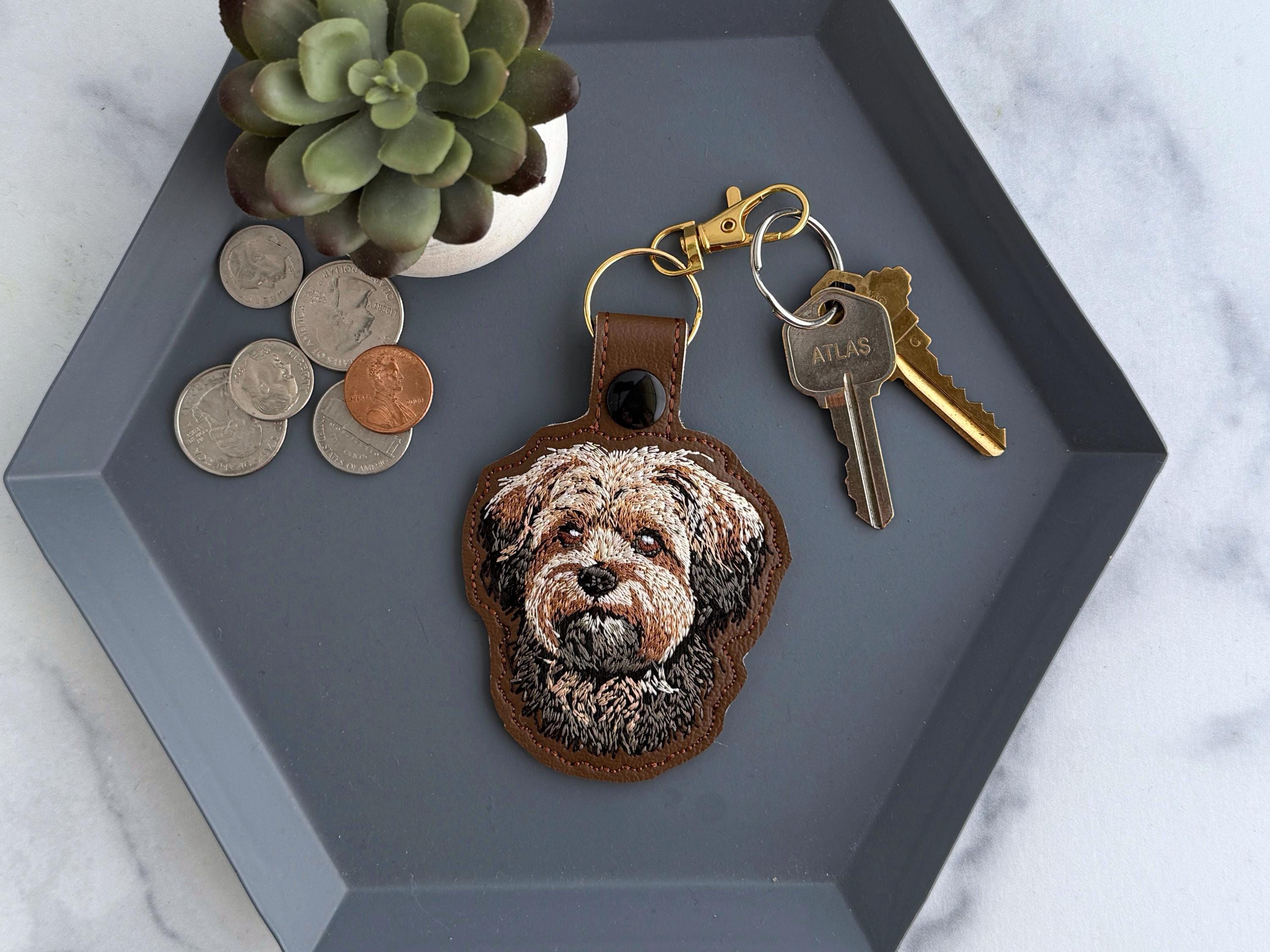 Realistic Morkipoo Doodle Dog Keychain | Handmade Embroidered Maltese ...