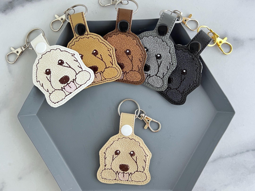 Labradoodle & Goldendoodle Keychain: Embroidered Snap Tab for Bags or ...