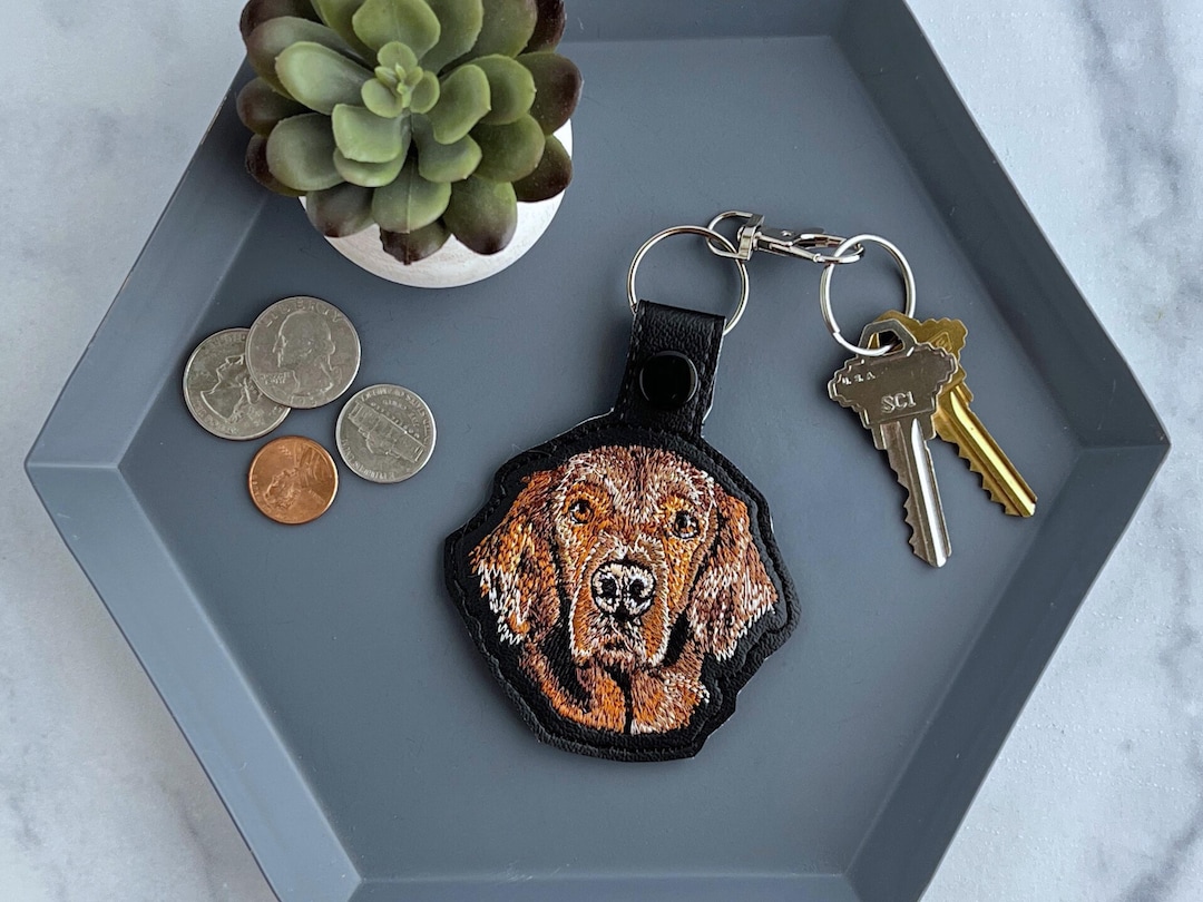 Realistic Irish Setter Keychain: Embroidered Key Fob or Bag Charm ...