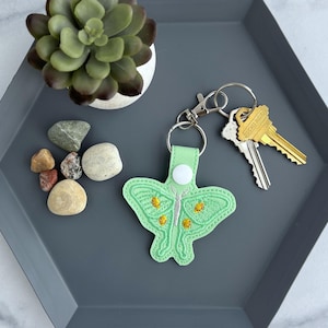 Luna Moth Embroidered Snap Tab Keychain, Key Fob or Bag Charm - Etsy