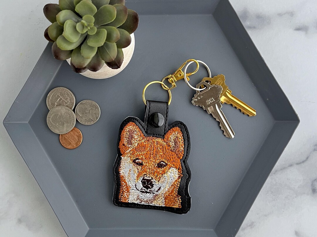 Realistic Red Shiba Inu Keychain | Handmade Embroidered Key Fob or Bag ...
