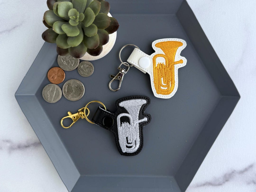 Tuba or Baritone Embroidered Keychain | Handmade Faux Leather Key Fob ...