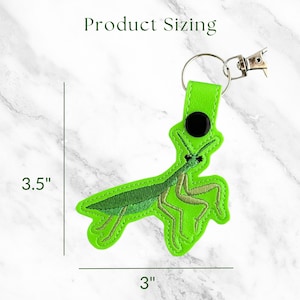 Praying Mantis Bug Embroidered Snap Tab Keychain, Key Fob, Zipper Pull ...
