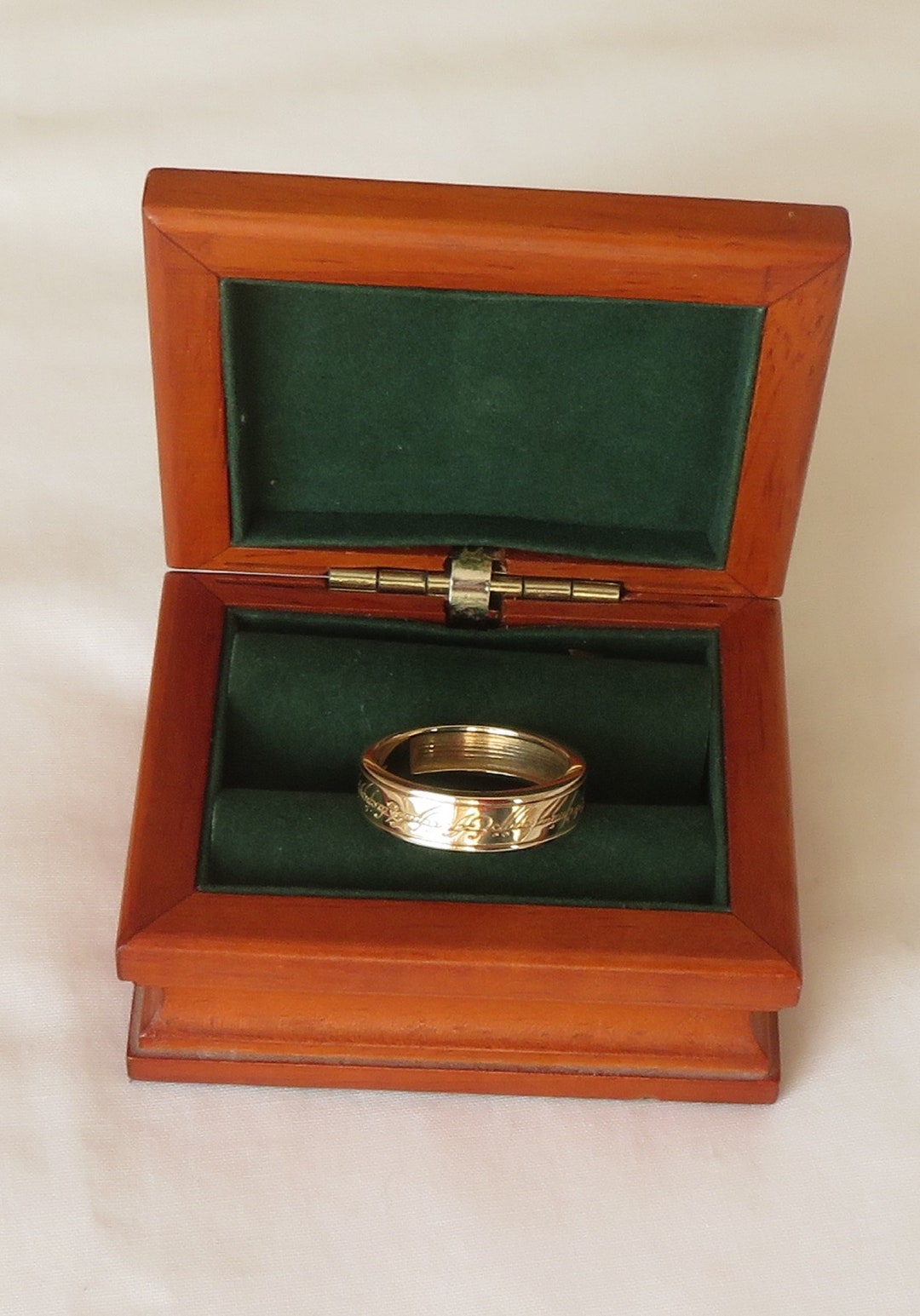 Solid 9 Carat Gold Lord of the Rings Ring Size Z Elvish Writing Full ...