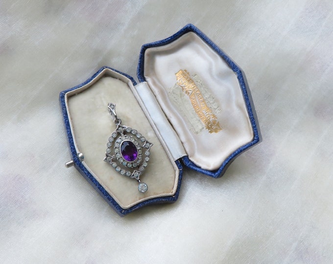 Antique Edwardian / Georgian Silver Pendant Paste Stones Old Cut ...