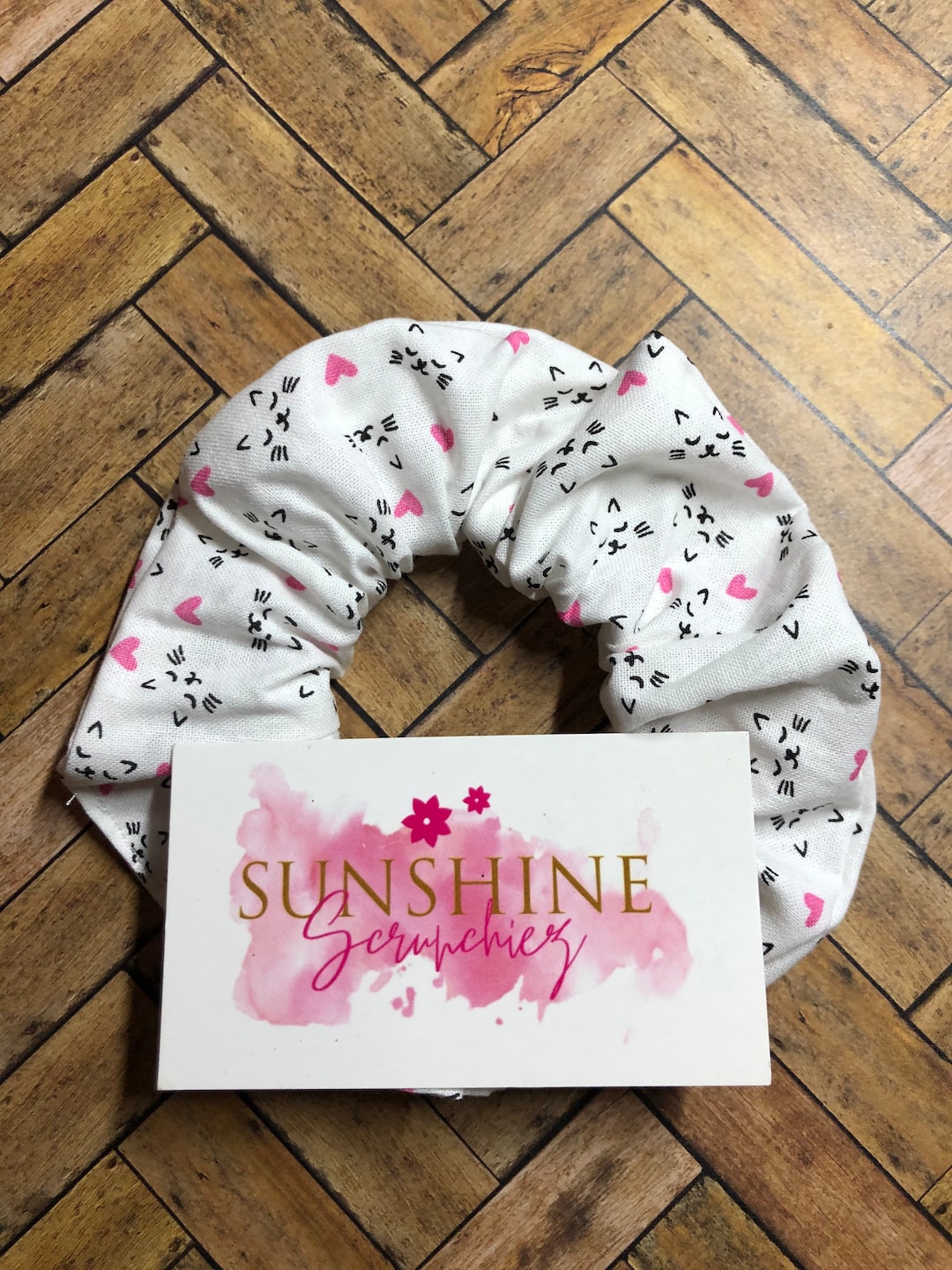Kitty Cat Face and Pink Heart Scrunchie-hair Accessories- Hair Ties ...