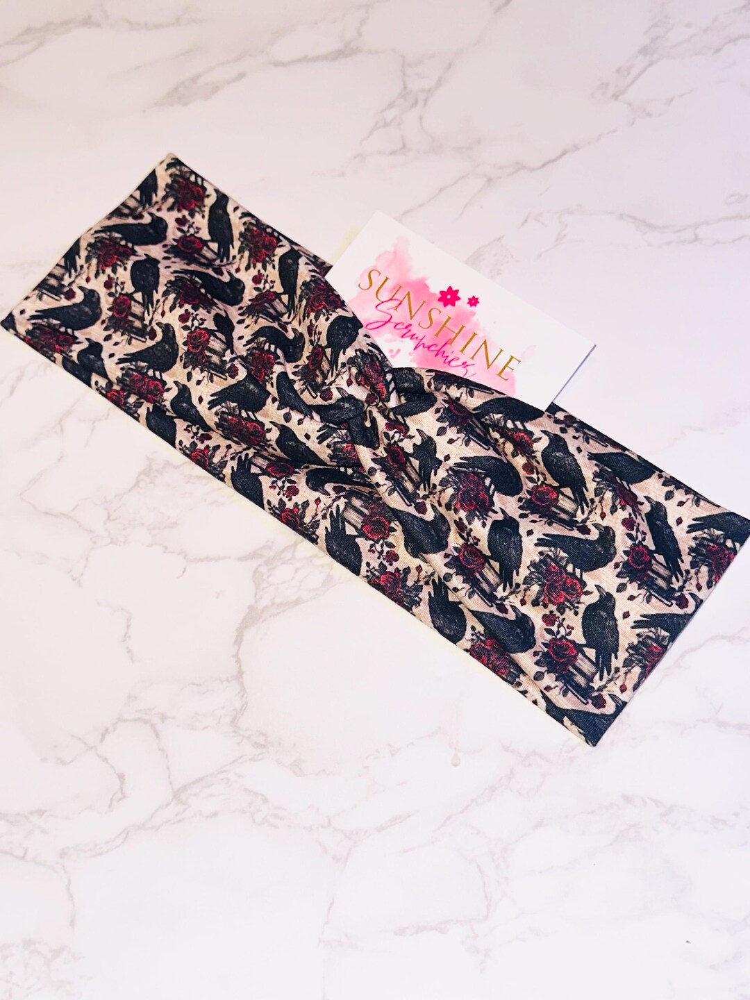 Ravens and Roses Turban Twist Headband: Soft Stretchy Fabric - Etsy