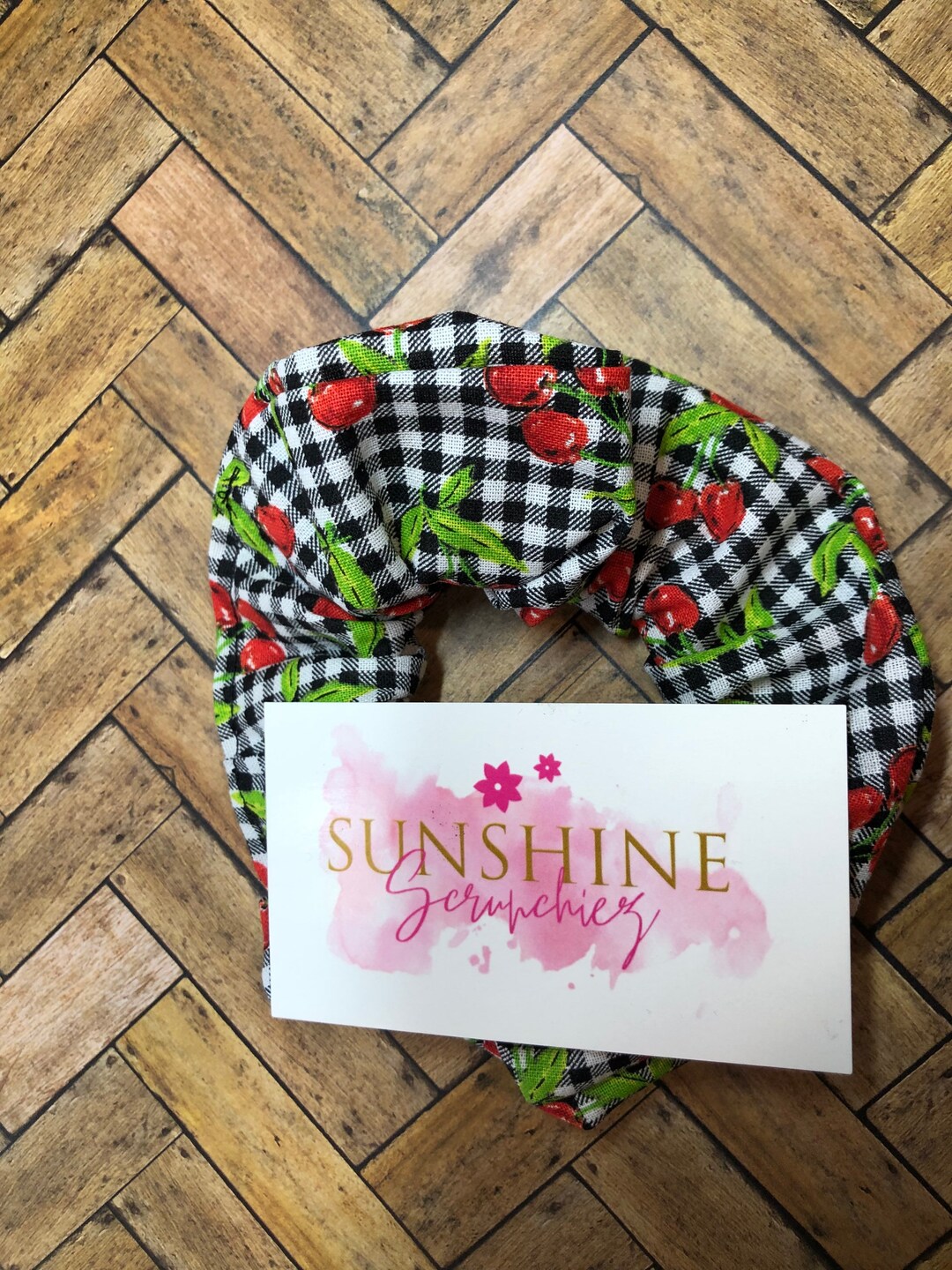 Cherries and Checks Scrunchie- Cherry Scrunchies- Hair Ties- Hair ...