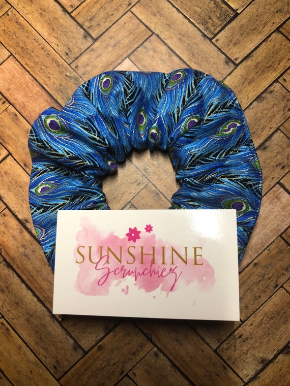 Peacock feather scrunchie handmade hair ties scrunchies | Etsy