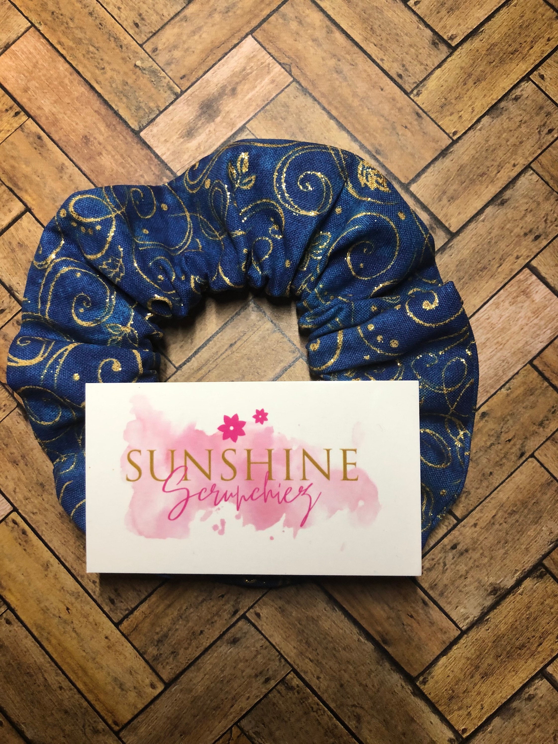 Gold scrolling vines and leaves scrunchie handmade | Etsy