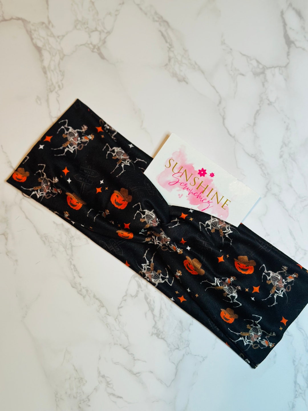 Halloween Skeleton Cowboy & Jack-o-lantern Headband- Twist Style Soft ...