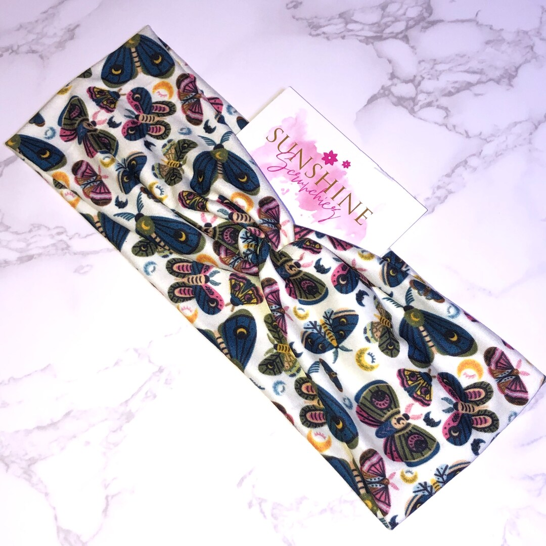 Moon Moth Turban Twist Handmade Headband-crescent Moon-soft Stretchy ...