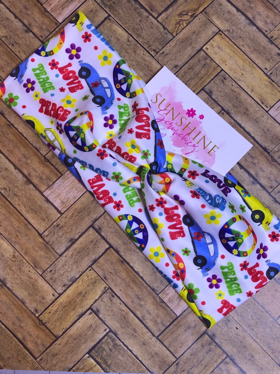 Rainbow Peace Signs,vw Bug,colorful Daisies Turban Twist Headband-peace ...