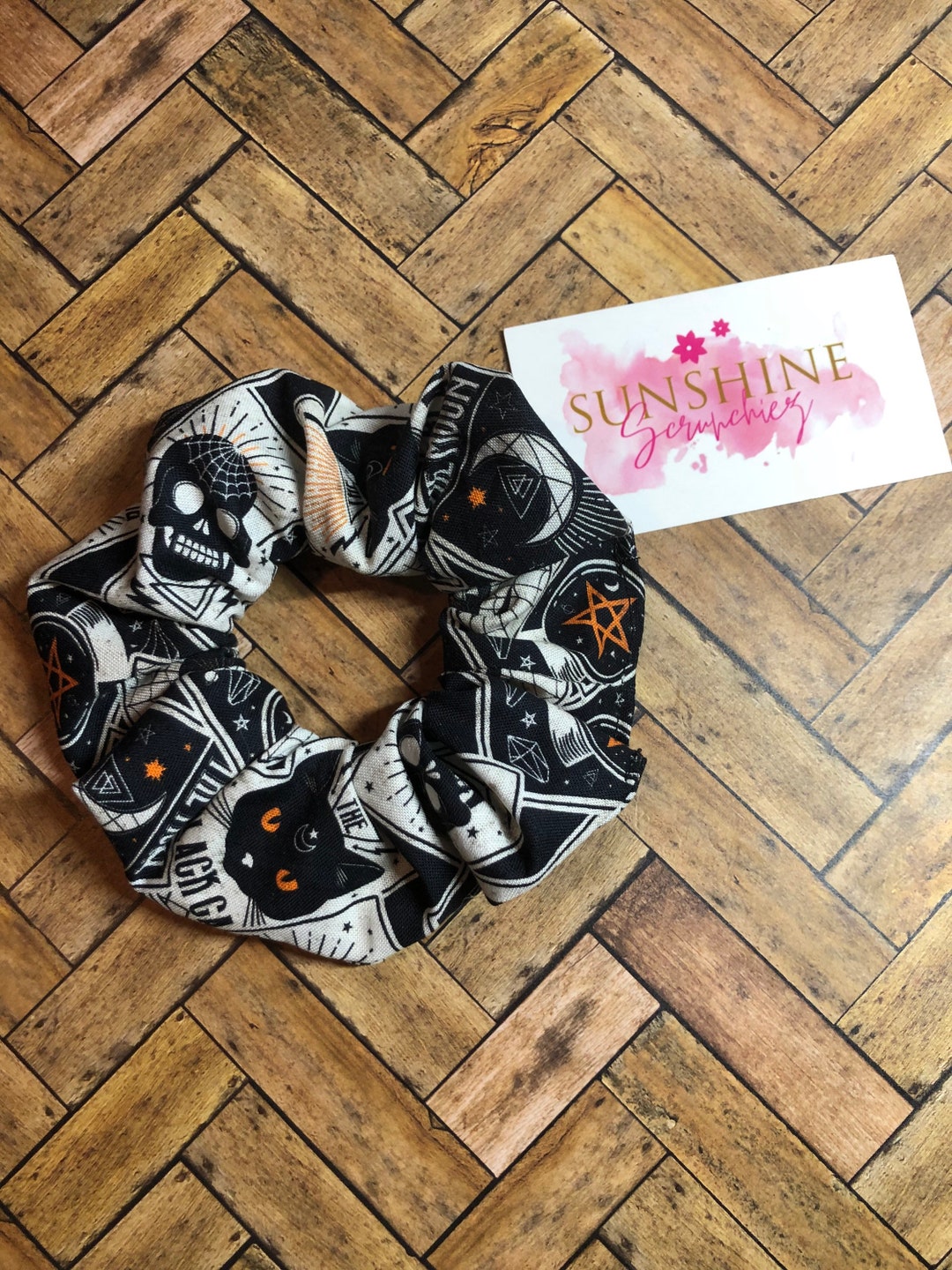 Tarot Karte Scrunchie: Totenkopf, Schwarze Katze, Stern - Haargummi ...